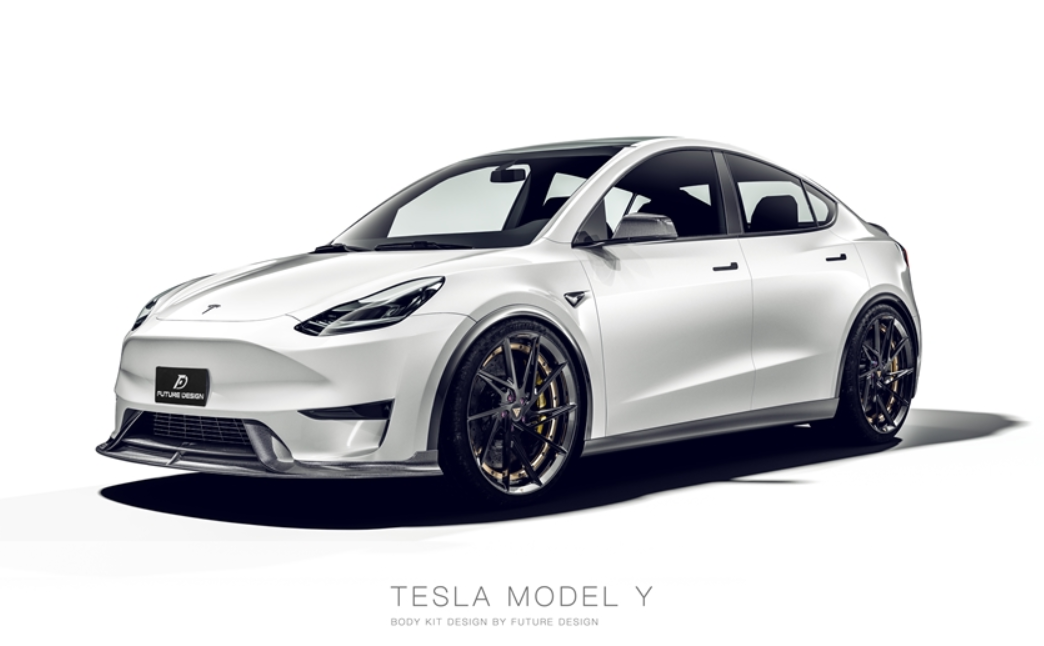 Future Design Carbon Fiber FRONT LIP SPLITTER for Tesla Model Y / Perf